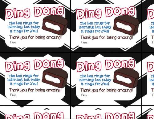 Ding Dongs Cake Teacher (Staff) Appreciation Gift Tag- Ding Dong! The ...