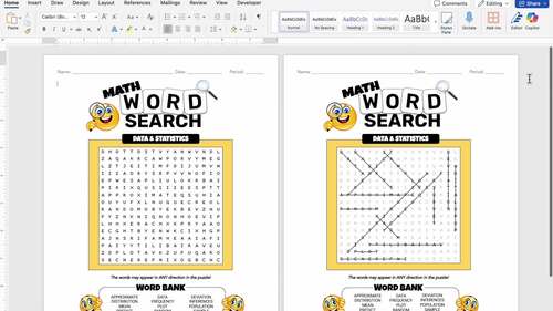 6th Grade Math Fun Worksheet: Data/Statistics Vocabulary Review Word Search