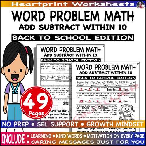 Addition and Subtraction Word Problems Within 10Lift Flash -Back to ...