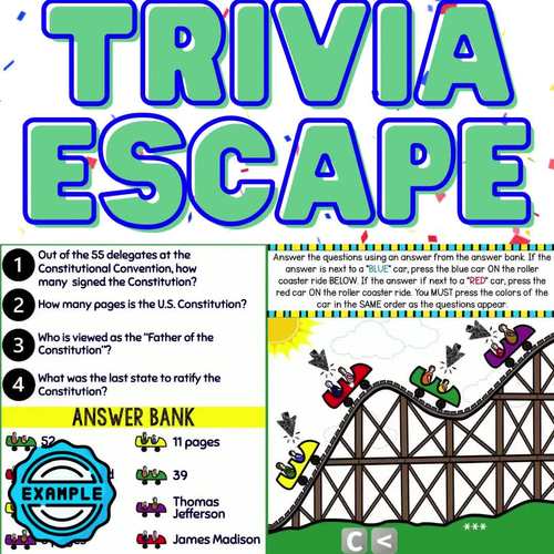 Presidents Interactive Digital Trivia Escape Room - Presidents Day