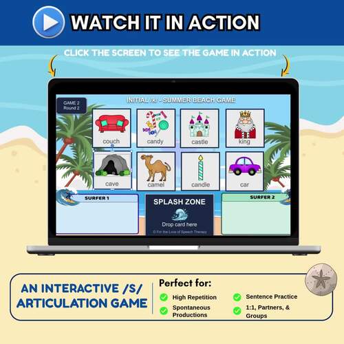 Initial /k/ Articulation Game – Summer Beach | No Prep Digital Google ...