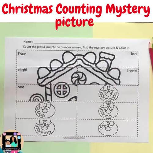 Counting Mystery Picture Puzzle Christmas Math Activity kindergarten ...