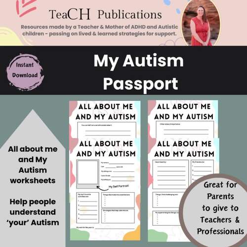 All About Me and My Autism Back to School and Meet the Teacher Parent Pack