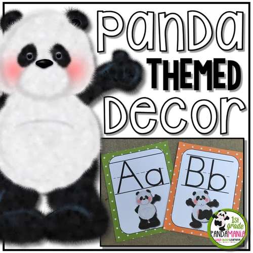 Classroom Decor: Panda Themed (with Editable Labels and Name Tags)