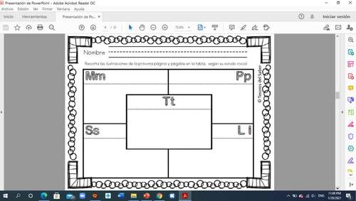 Consonant T worksheets in Spanish/PDF by Tesoros del saber | TpT
