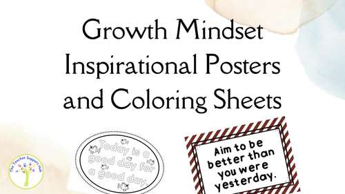 Growth Mindset Inspirational Posters and Coloring Activity | TPT