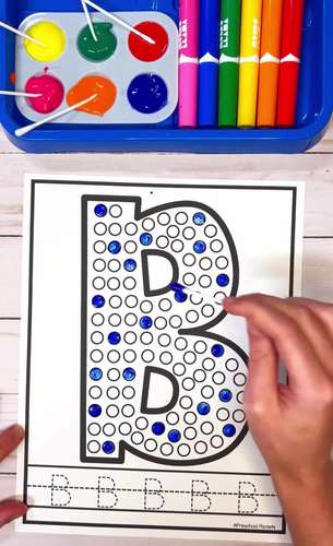 Letter B Alphabet Crafts Q Tip Painting Fine Motor Skills by Preschool ...