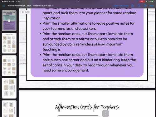 Teacher Affirmation Cards - Back to School Set - 2 Sizes - Modern ...