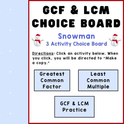 GCF & LCM ⭐ Christmas Snowman Math Mystery Picture Digital Activity ...