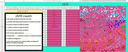 SER Digital Spanish Reading Activity Spanish Pixel Art Spanish Grammar ...