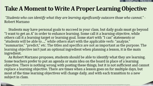 COMPLETE TEACHER Lesson 33 - Take A Moment to Write A Proper Learning ...
