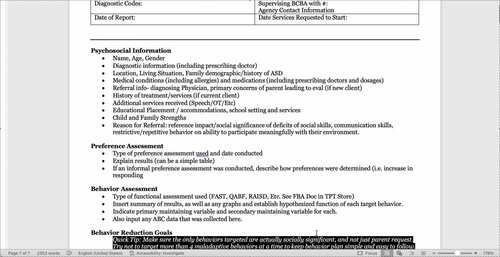Comprehensive ABA Initial Assessment Report Template | Editable for ...