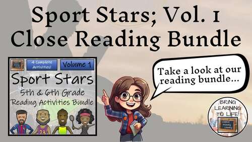 Sport Stars Volume 1 Close Reading Comprehension Bundle | 5th & 6th Grade