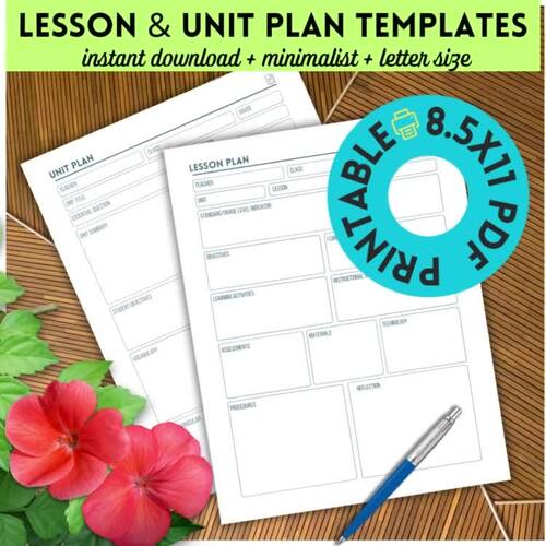 Lesson & Unit Plan Templates Printables | Minimalist Design | PDF by ...