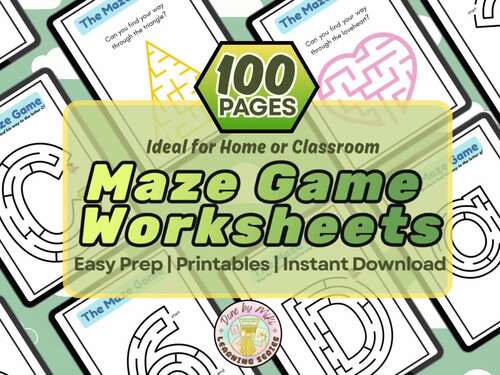 100 Maze Game Worksheets – Letters, Numbers, and Shapes | Printable PDF ...
