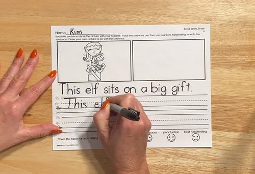K-1 Christmas Literacy Center Activity/Trace Read & Write/Writing ...