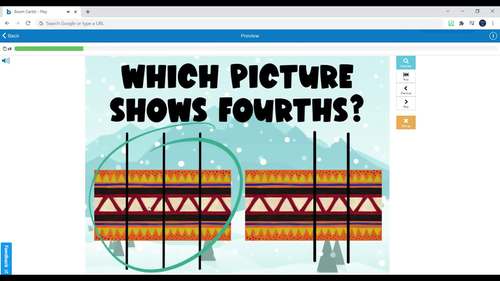 Identifying and Partitioning Fractions Winter Boom Cards | TPT