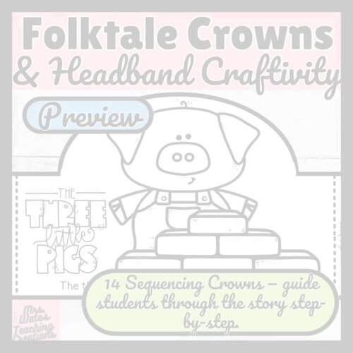 The Three Little Pigs Crown CRAFT Sequencing, Writing Prompts & Story ...