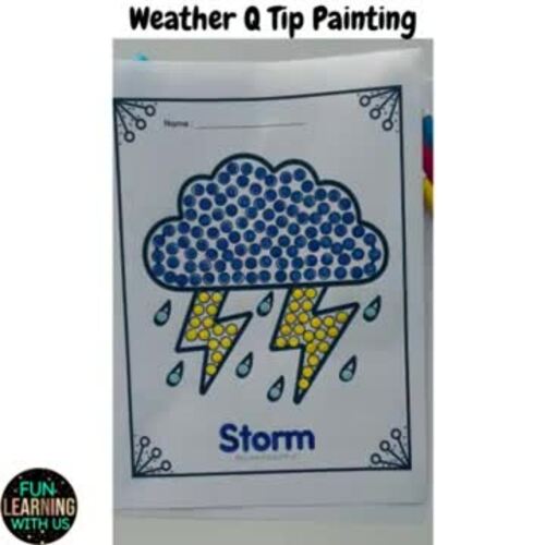 Weather & Climate Fine Motor Skill Q-Tip Painting by Fun Learning With Us