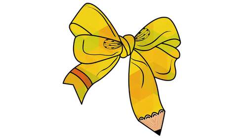 Retro Teacher Pencil Bow Png Clipart Illustration by purpllestudio