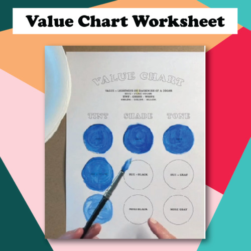 Value Scale Worksheet: Paint Tints, Shades, and Tones by Meg's Art School