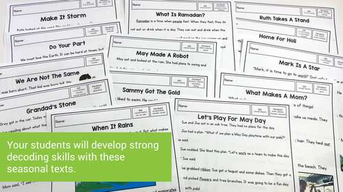 Spring Decodable Texts for First Grade | Passages on Spring and Spring ...