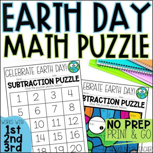 Earth Day Math Puzzle & Earth Day Fun Math Activity for 1st 2nd or 3rd ...