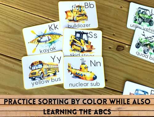 Alphabet Flash Cards Transportation, ABC Cards with Primary and ...