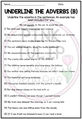 Adverbs - Worksheet Pack by Pink Tulip Teaching Creations | TpT