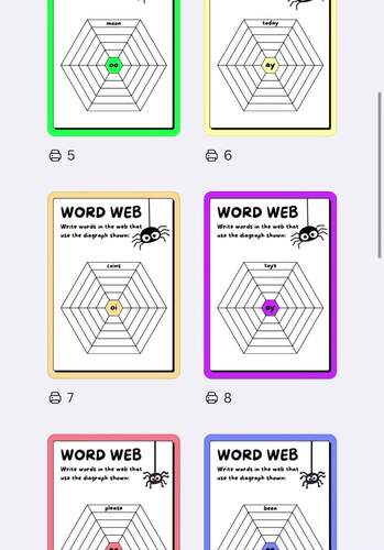 Digraph Word Webs, Digraphs Activity and Worksheets by Millican Kinder Kindness