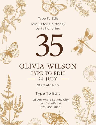 Birthday Dinner Invitation (4) Fully Customize your Flyer Ready to Edit!