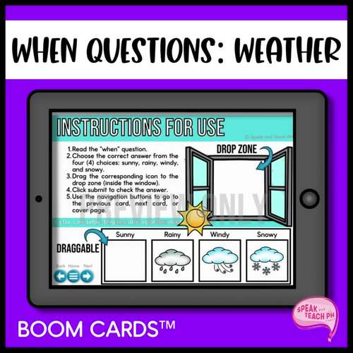 Weather When Questions No Prep Speech Therapy Boom Cards™ by Speak and ...