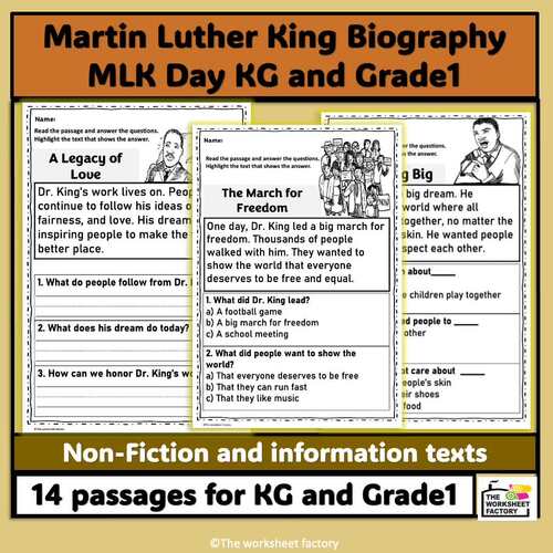 Martin Luther King Jr Biography MKL Black History month Reading ...