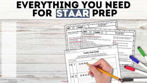 STAAR Poetry Task Cards with New Item Types | Test Prep | Print & Digital