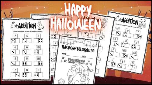 Halloween addition number on the dice for kids by BDG creative kide