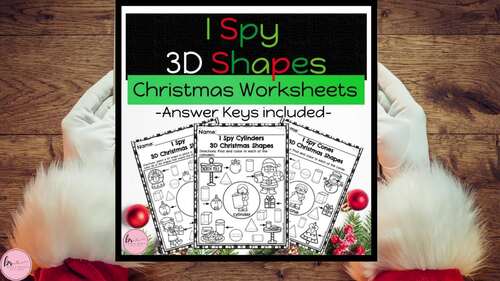 3D Shapes Christmas I SPY Worksheets for Kindergarten by Bella Roman ...