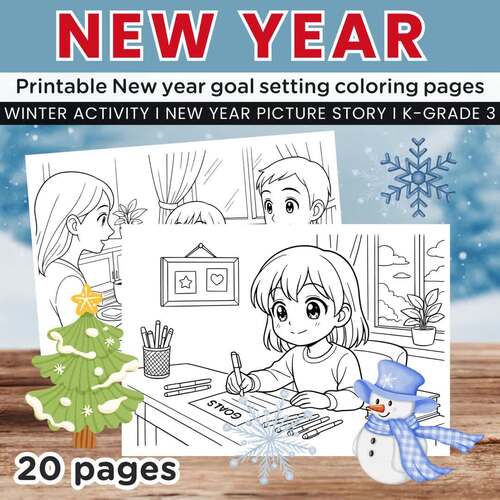 New Year Goal Setting Coloring Pages, Fun Holiday & Winter Creativity ...