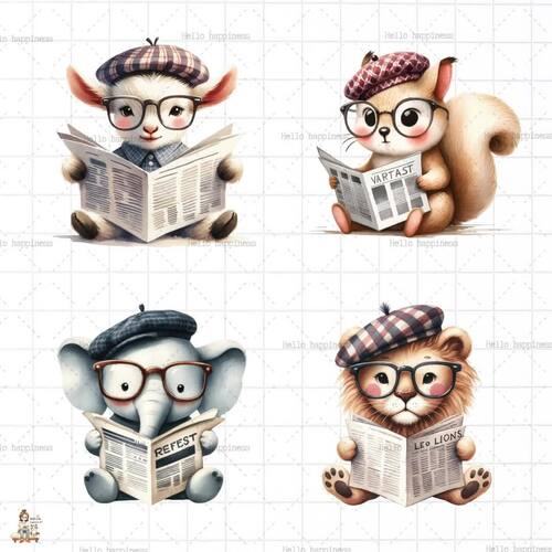 Little animals with newspaper, Love reading book, Funny Animals | TPT