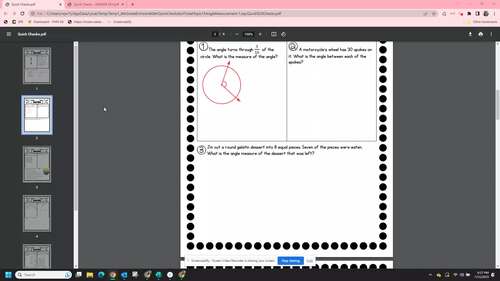4th Grade EnVision Math Quick Checks/Exit Ticket - Topic 15 (Angle ...