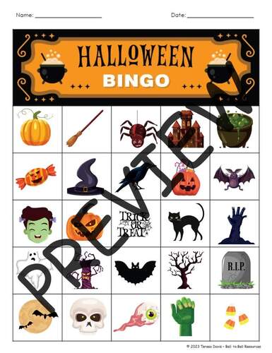 Autumn Games: Halloween Image BINGO by Bell to Bell Resources | TPT