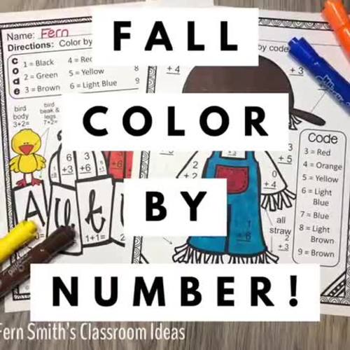 Fall Color By Number Addition by Fern Smith's Classroom Ideas | TpT