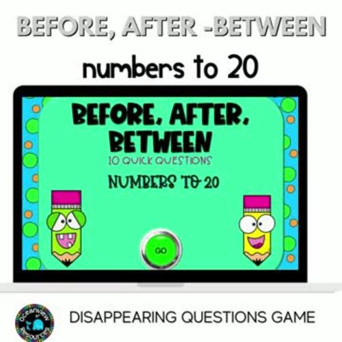 NO PREP MATH GAME -BEFORE, AFTER, BETWEEN Numbers to 20-POWERPOINT GAME