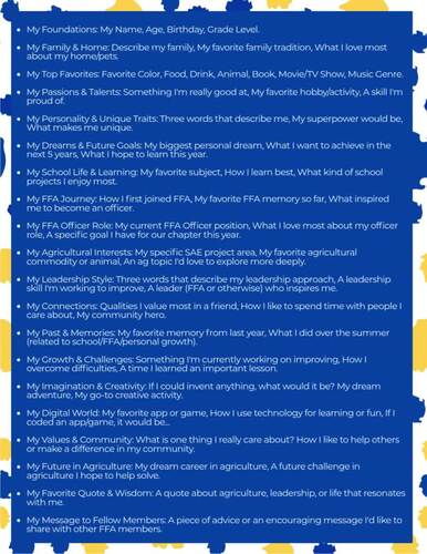 FFA Officer All About Me Posters Back to School & Chapter Retreat Canva ...