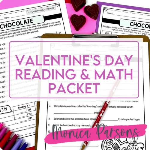 Valentine's Day Activities Reading and Math Packet and Worksheets
