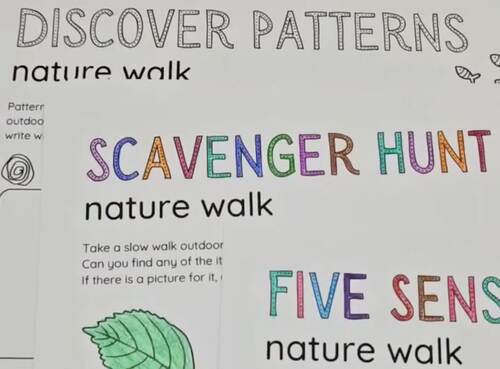 Nature Walk Journal and Scavenger Hunts, Basic Shapes, Patterns, Five ...