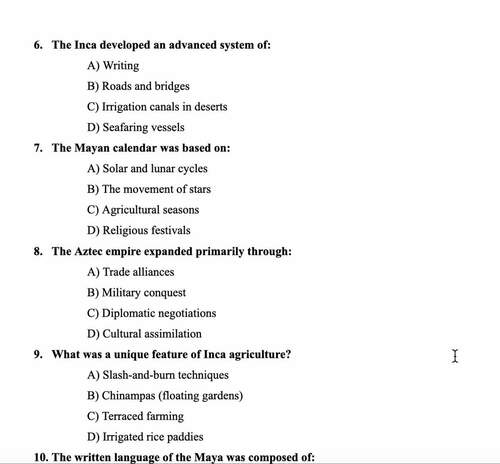 Topic 13: Civilizations of the Americas Assessment (myWorld Interactive)