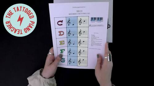 MUSIC THEORY PUZZLES | Summer Beach Matching Game: Notes on the Staff