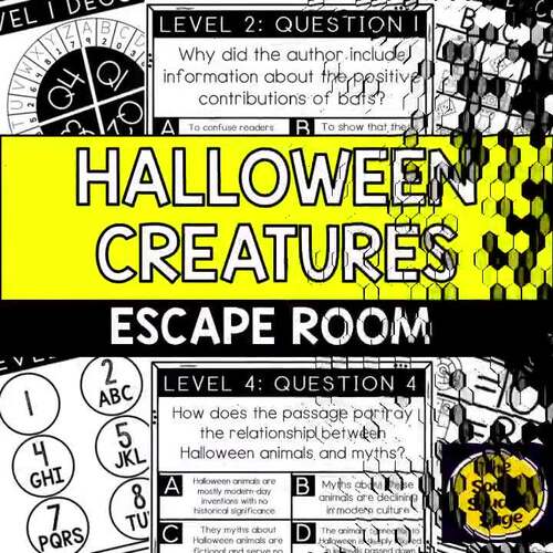 Halloween Animals Reading Comprehension Escape Rooms - Breakout Puzzles