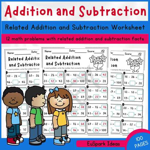 Related Addition & Subtraction Worksheet | Two Digit Mixed Addition ...