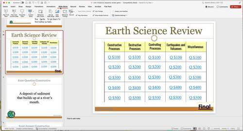 Earth Science Review Game: Weathering, Erosion, and Deposition by Love ...